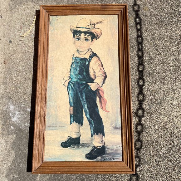 Vintage | Art | Vintage 6s Mcm Medeiros Farmer Boy Framed Litho | Poshmark